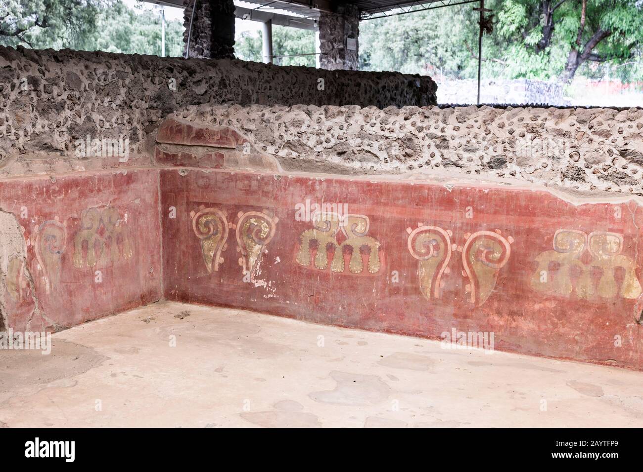 Mural paintings at Palace of Tetitla, Teotihuacan, suburb of Mexico ...