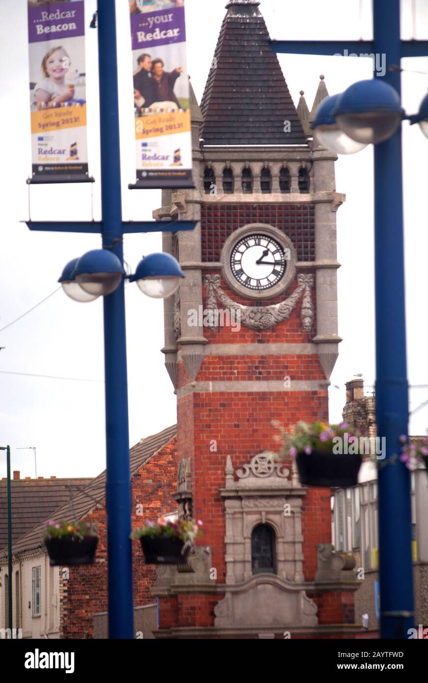 Victorian Town Clock in High Street Redcar, North Yorkshire Stock Photo ...