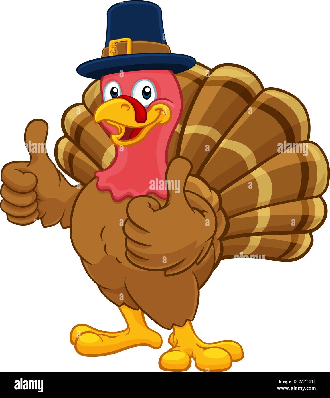 Turkey Pilgrim Hat Thanksgiving Cartoon Character Stock Vector Image ...