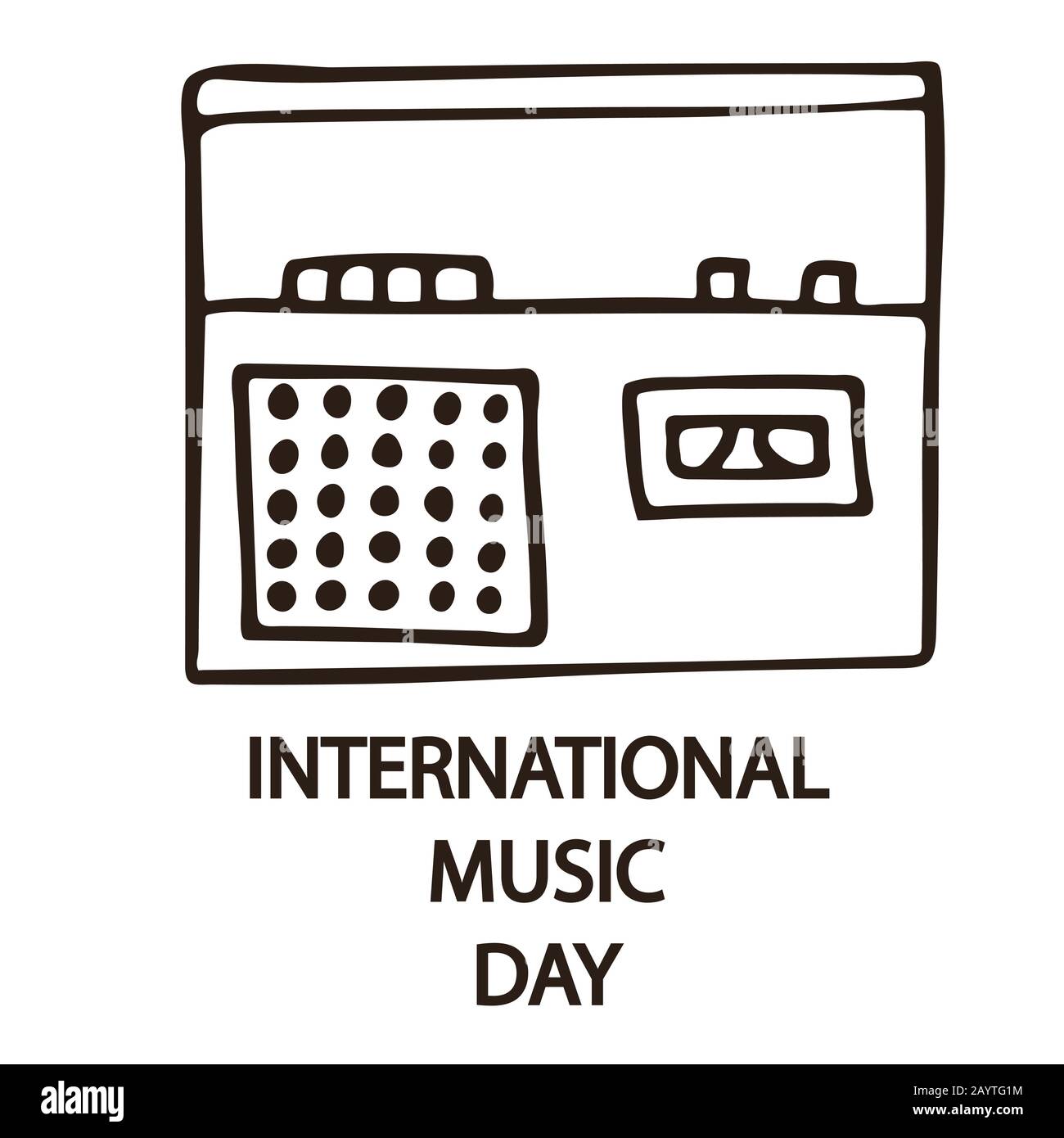 International Music Day isolated on white. Easy to edit vector template ...