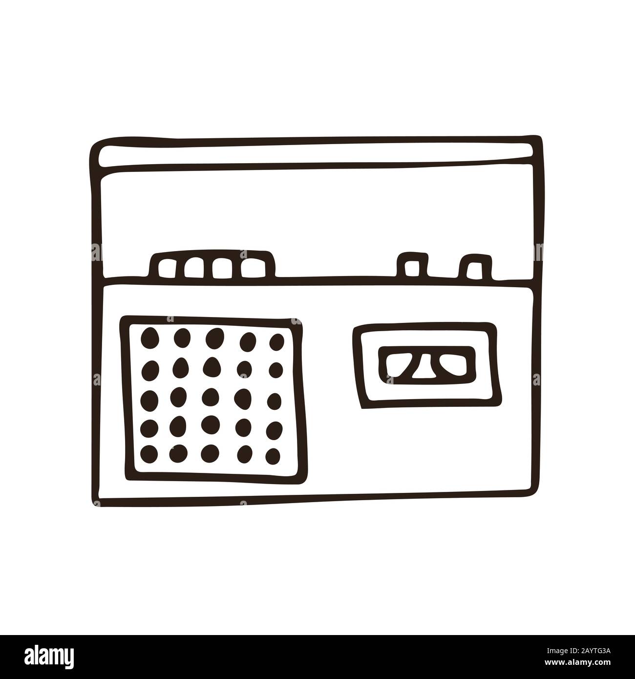 Retro cartoon radio drawing over white background. isolated doodle ...