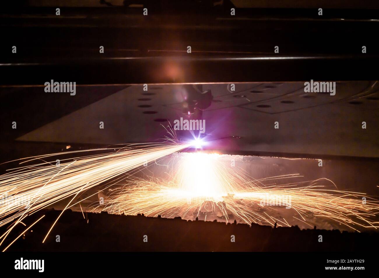 Plasma cutting of metal with a cnc. Plasma cutting machine cutting ...