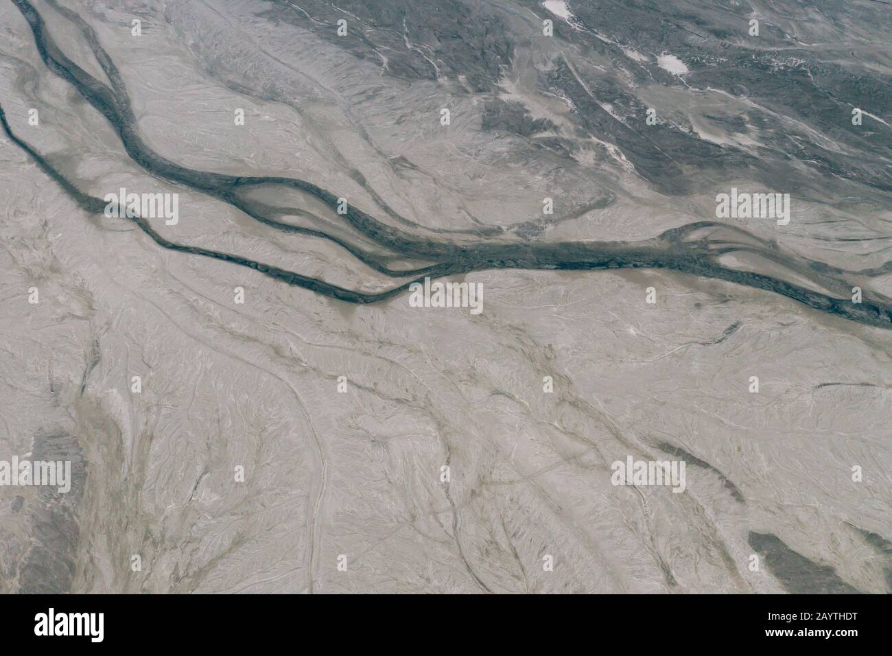Drone view of contaminated, toxic water stream in Geamana, Romania ...