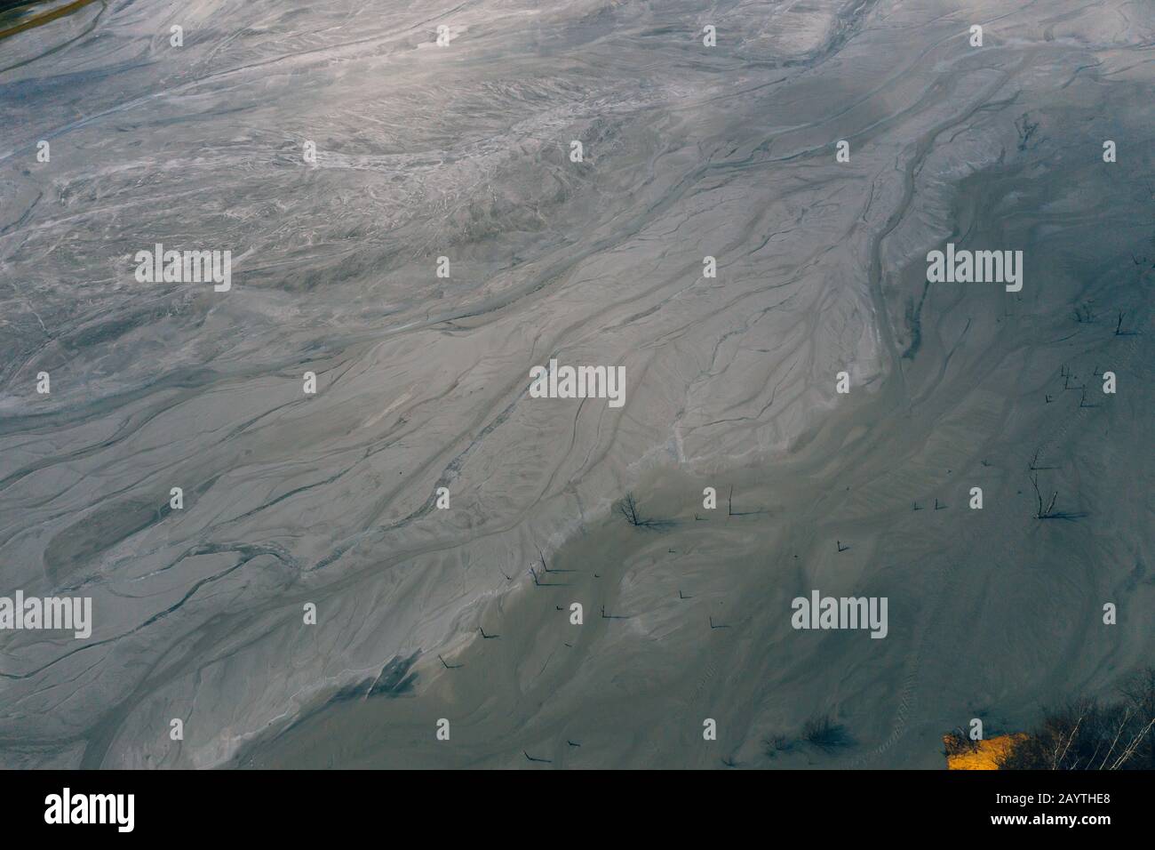 Drone view of contaminated, toxic water stream in Geamana, Romania ...