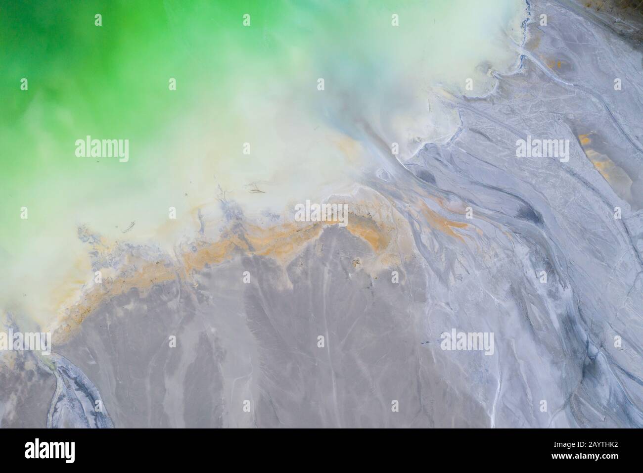 Drone view of contaminated, toxic water stream in Geamana, Romania ...