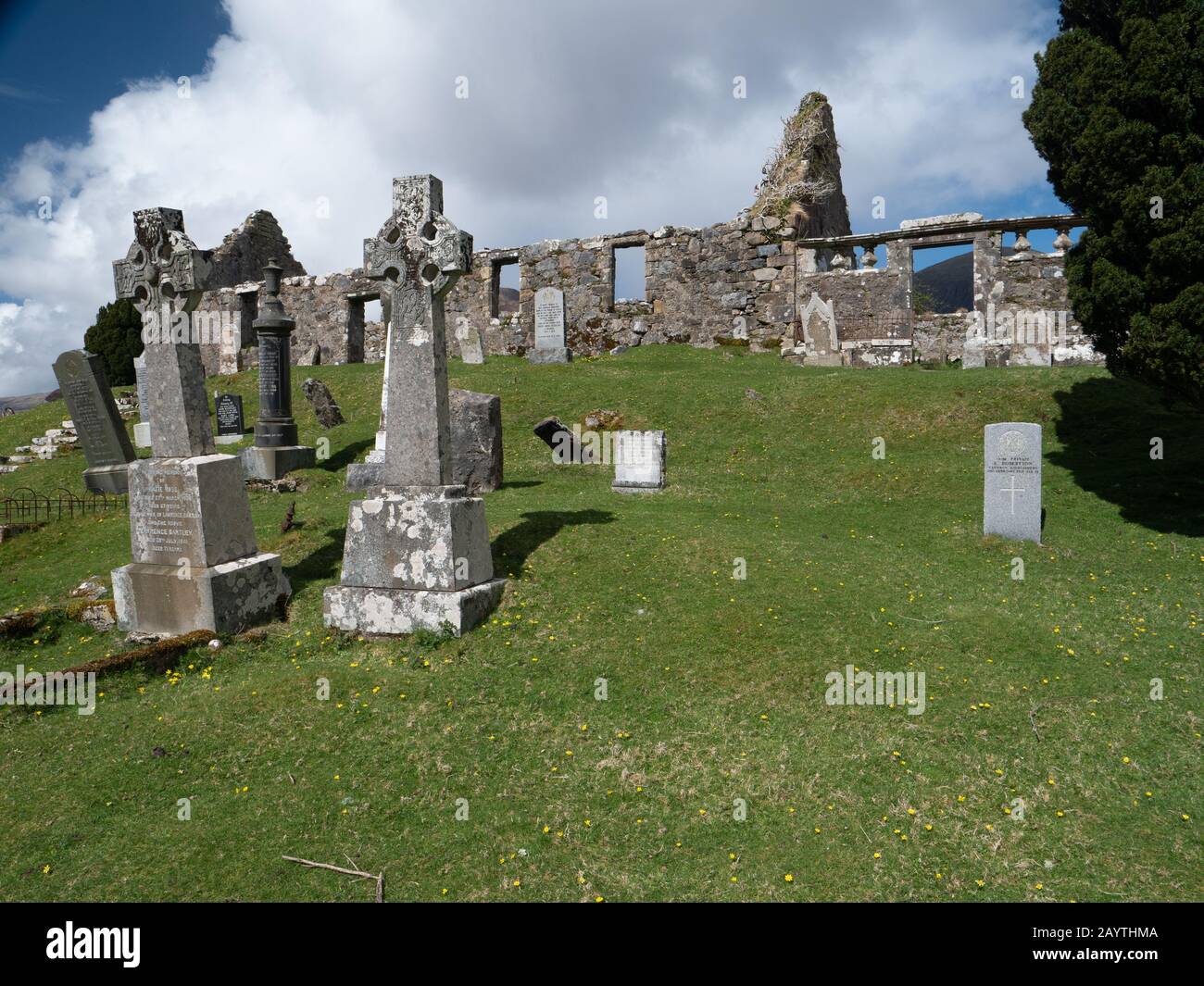 The ruins of the former parish church Cill Chriosd or Kilchrist on The ...