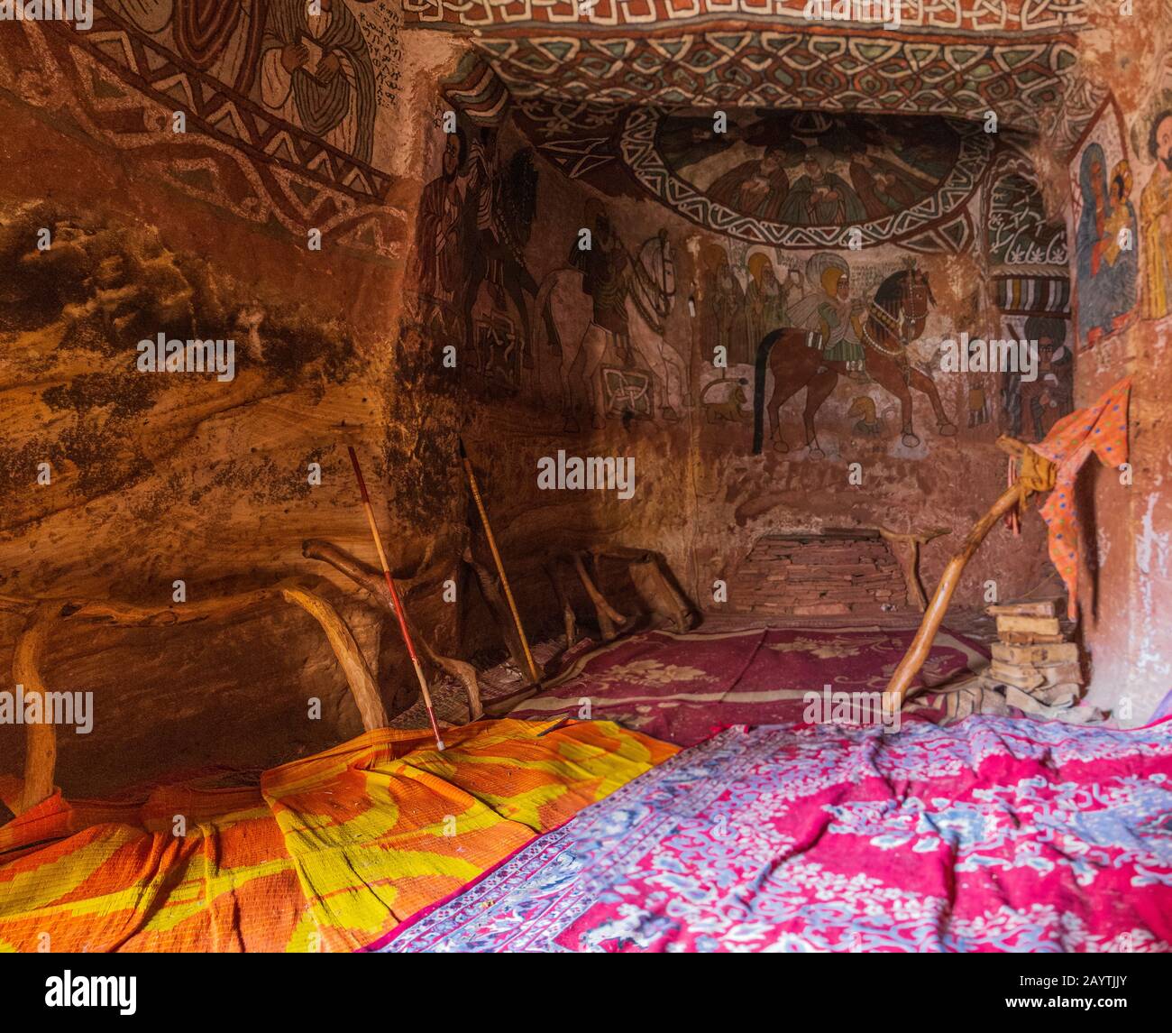 Hawzen, Ethiopia – January 12, 2019: Inside the rock hewn church Abuna ...