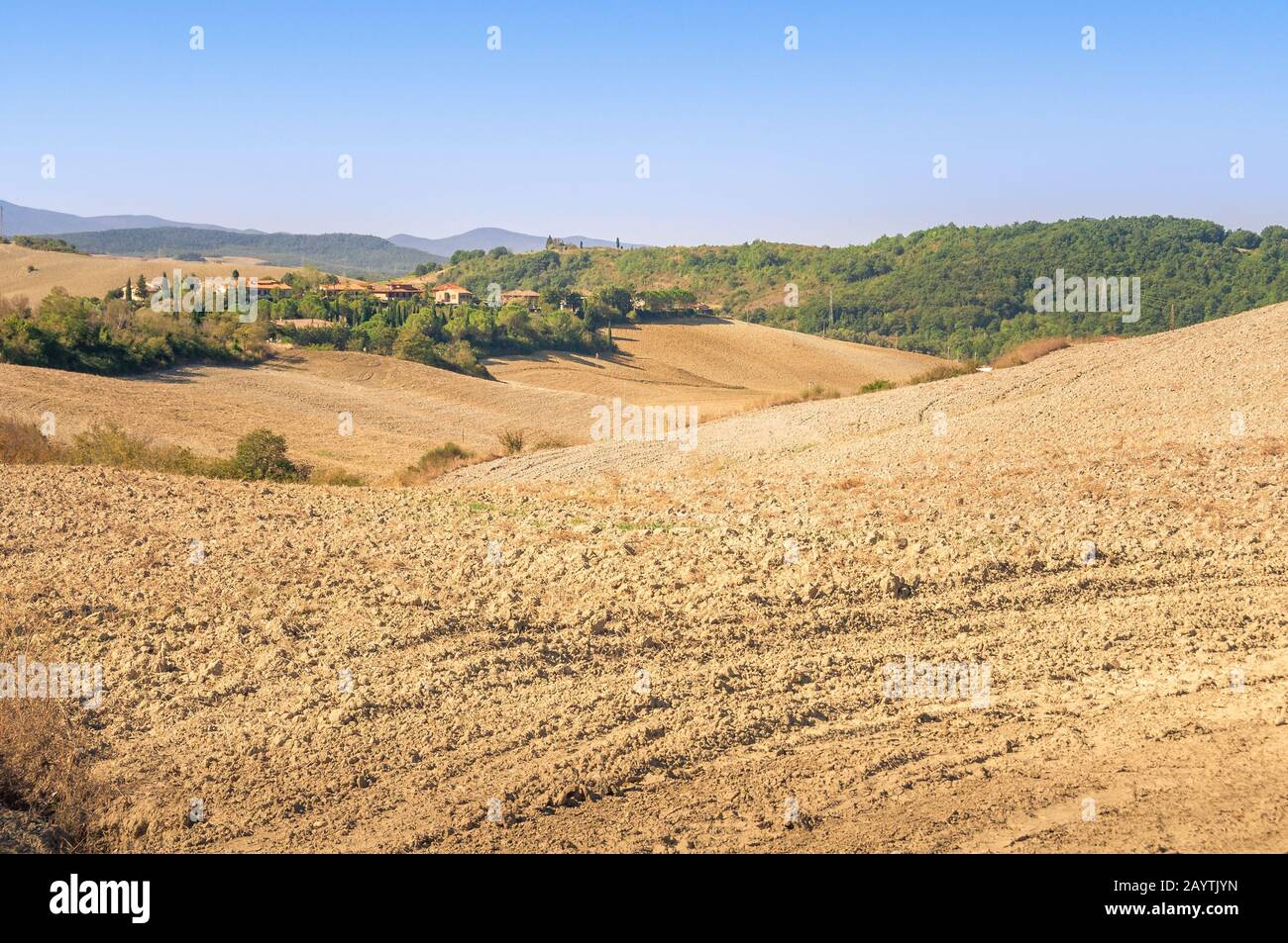 Rolling landscape with fertile soil ready for cultivation. Farmland ...