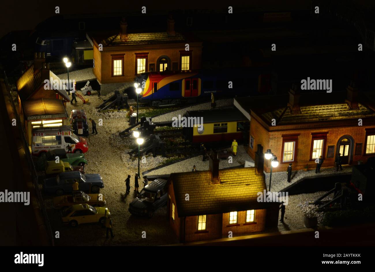A model railway at night Stock Photo - Alamy