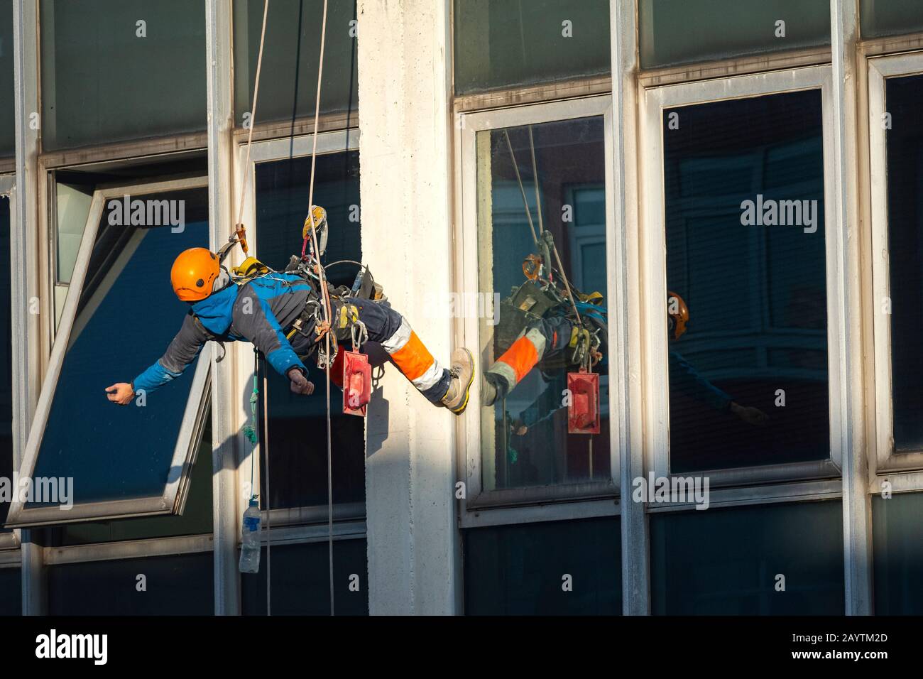 vertical worker falling down or worker at height falling down or free ...