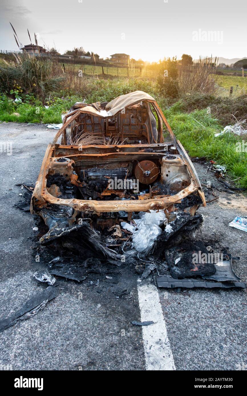 sinistered car by fire Stock Photo - Alamy
