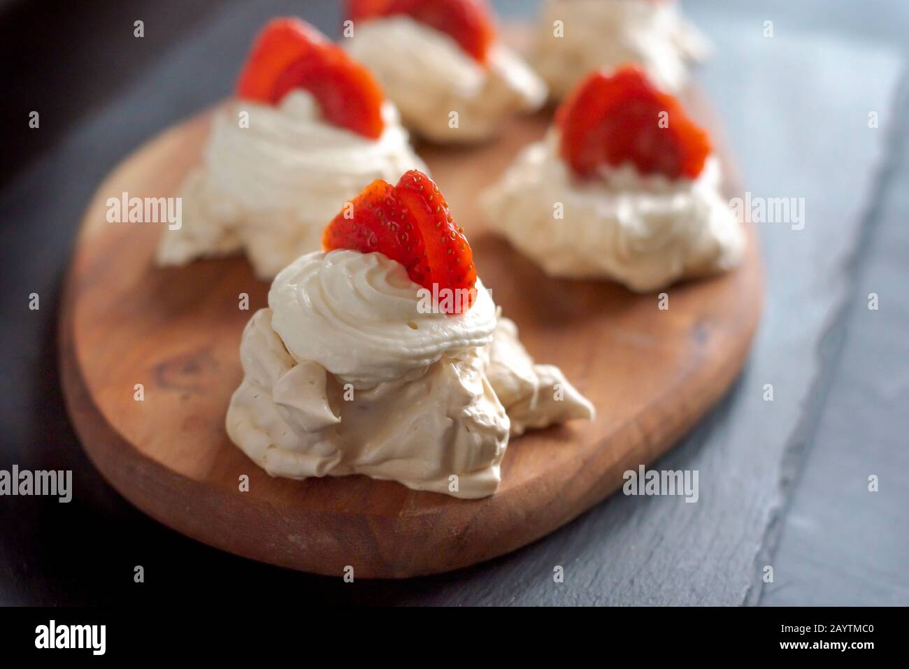 Strawberry pavlova cake, pavlova dessert, the meringue with ...
