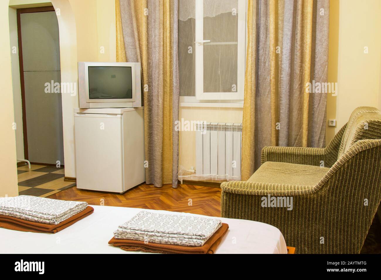 The interior of an ordinary room in an inexpensive hotel Stock Photo ...