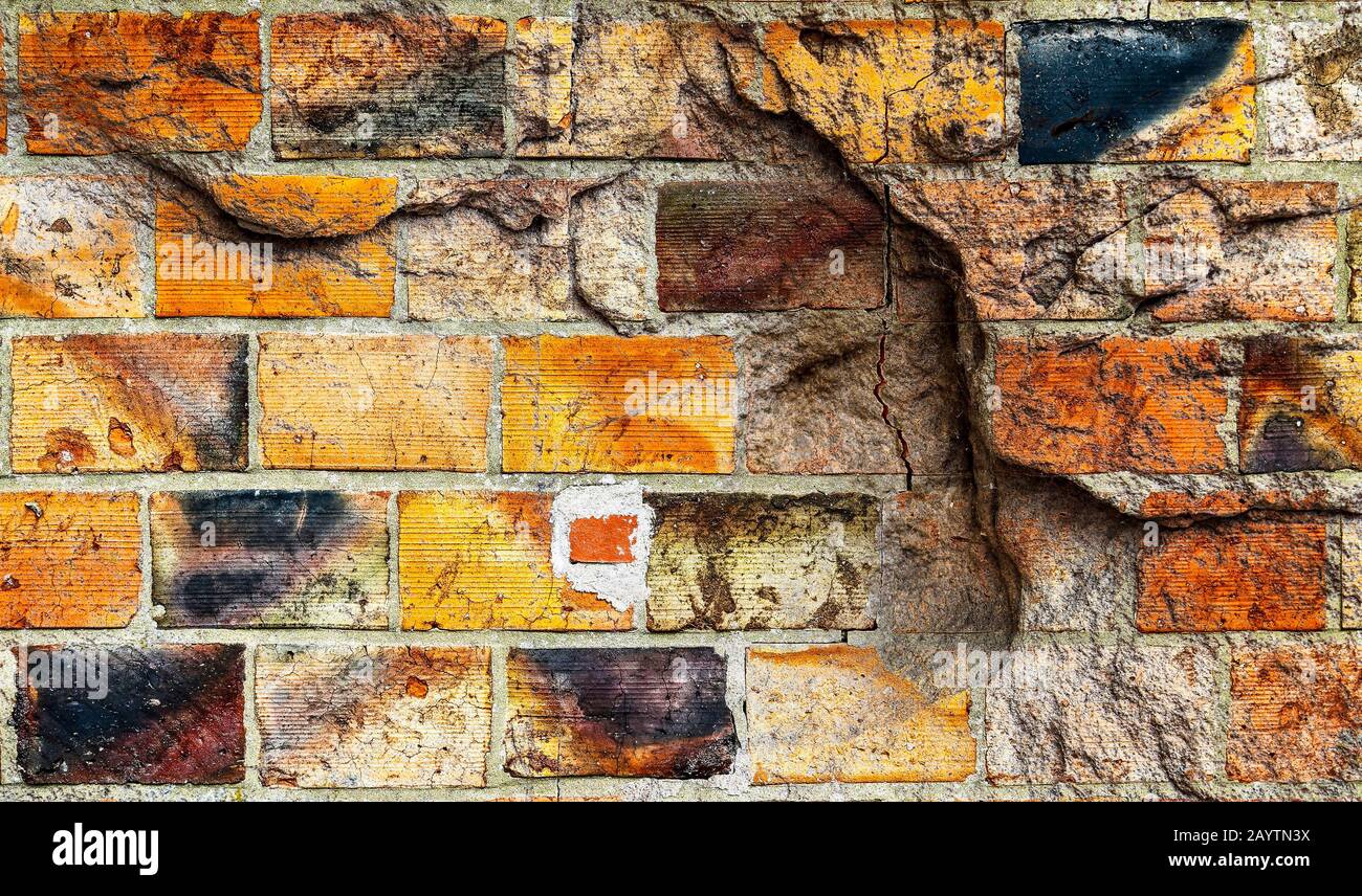 Beautiful aged textures of brick walls at old building ruins Stock ...