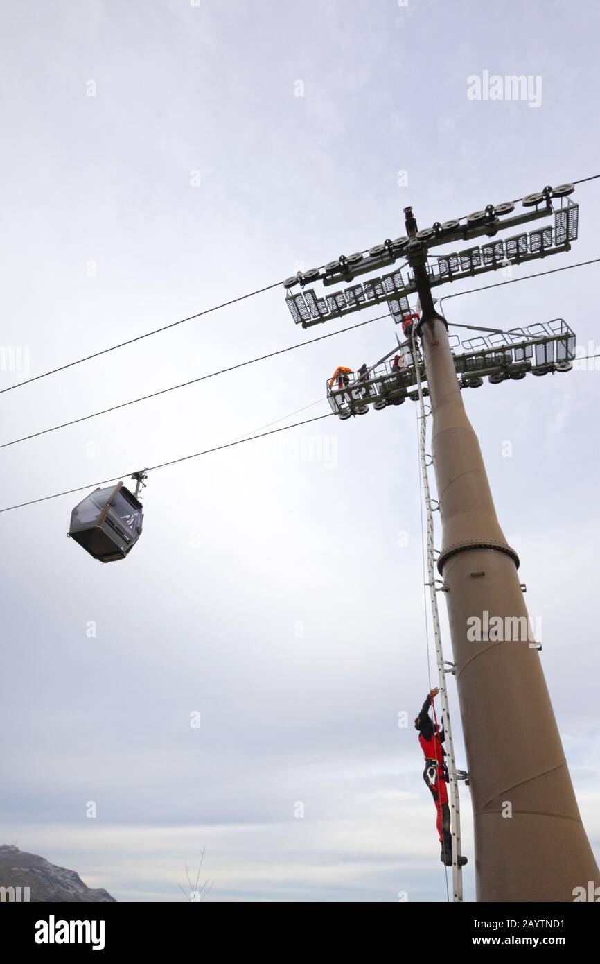 funicular rescue or cableway rescue or cable car rescue Stock Photo - Alamy