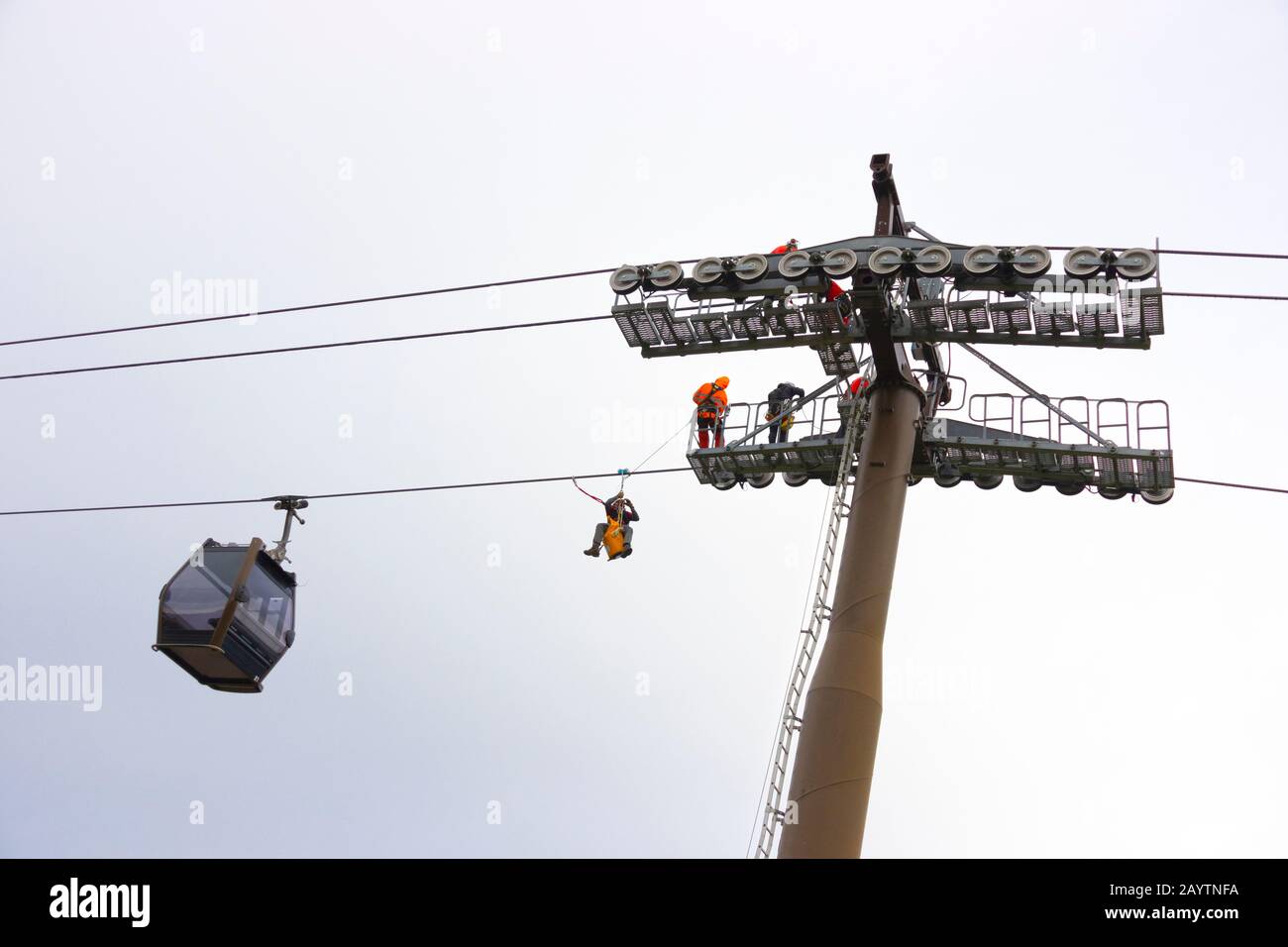 funicular rescue or cableway rescue or cable car rescue Stock Photo - Alamy