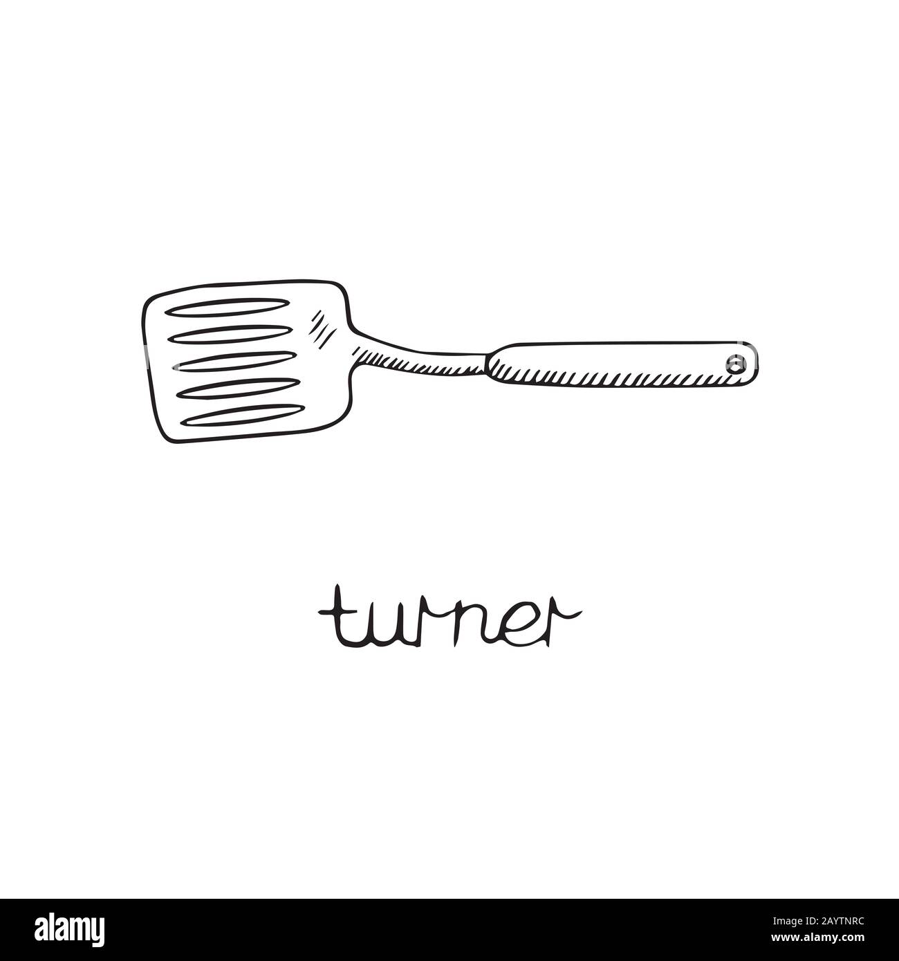 Turner, hand drawn doodle sketch, black and white illustration with ...