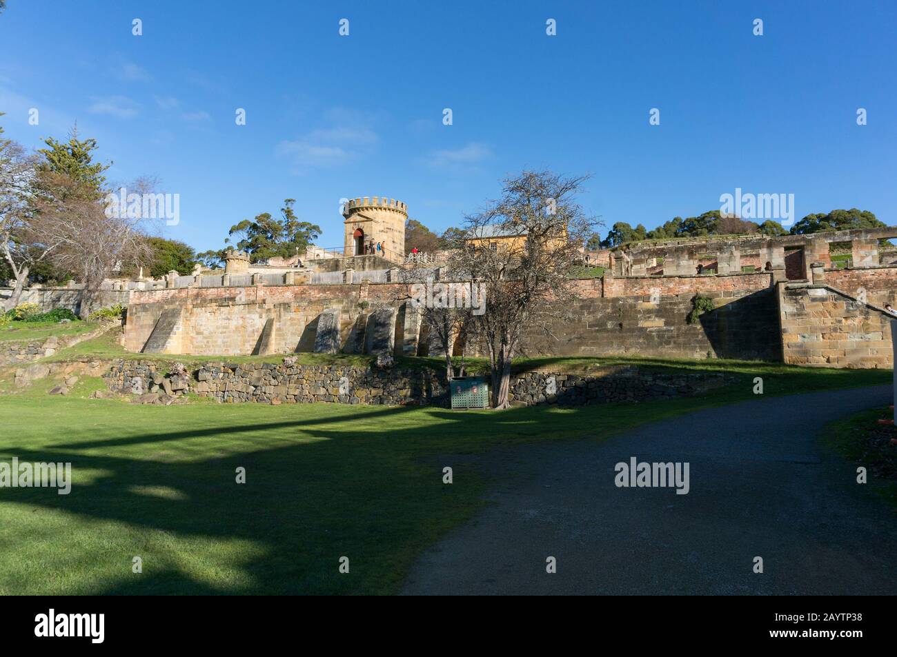 Tasmania, Australia - July 19, 2014: Landscape with ruins of historic ...