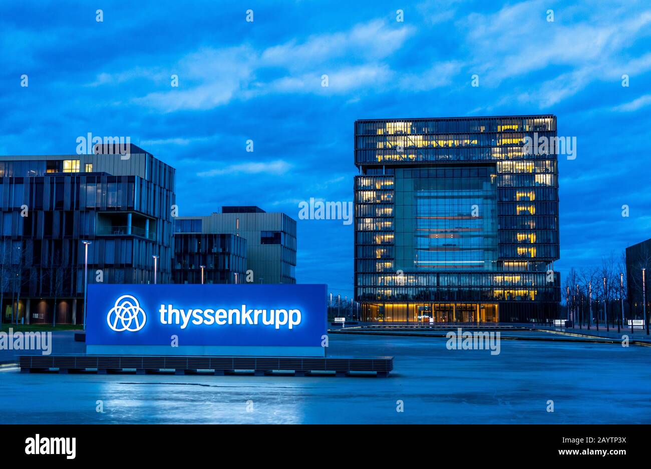 The corporate headquarters of Thyssenkrupp in the ThyssenKrupp Quarter ...