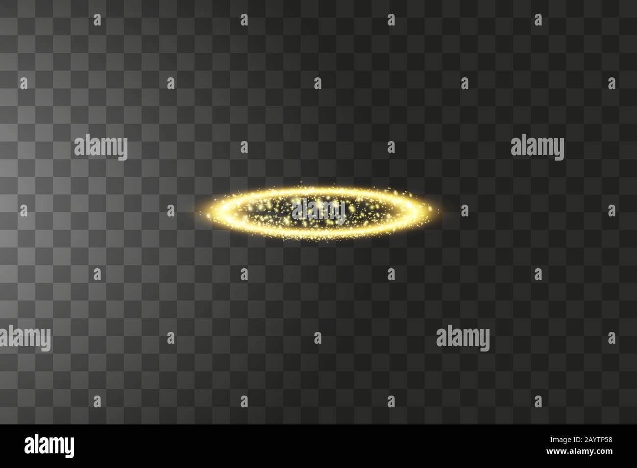 Golden halo angel ring. Isolated on black transparent background ...