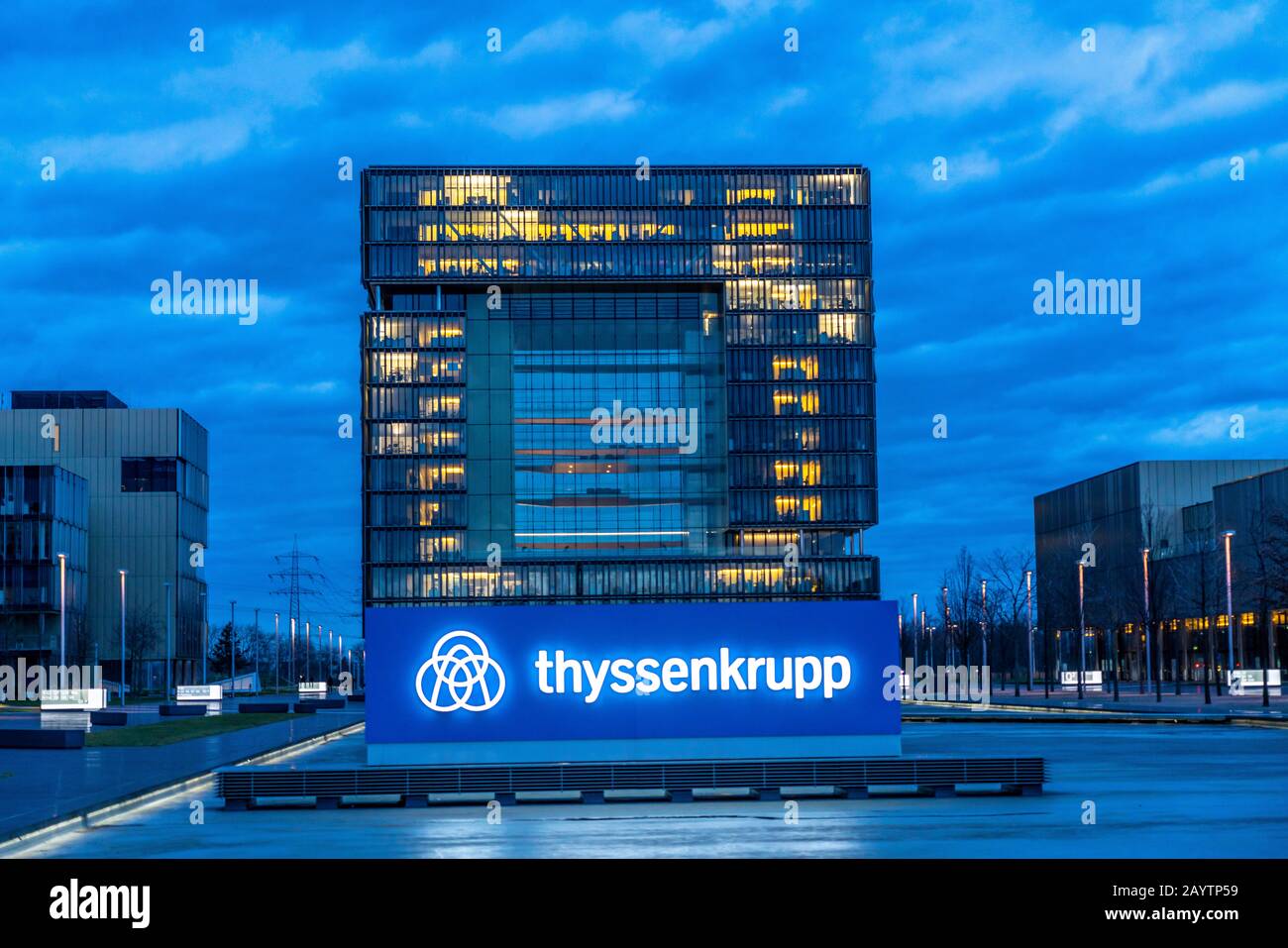 The corporate headquarters of Thyssenkrupp in the ThyssenKrupp Quarter ...