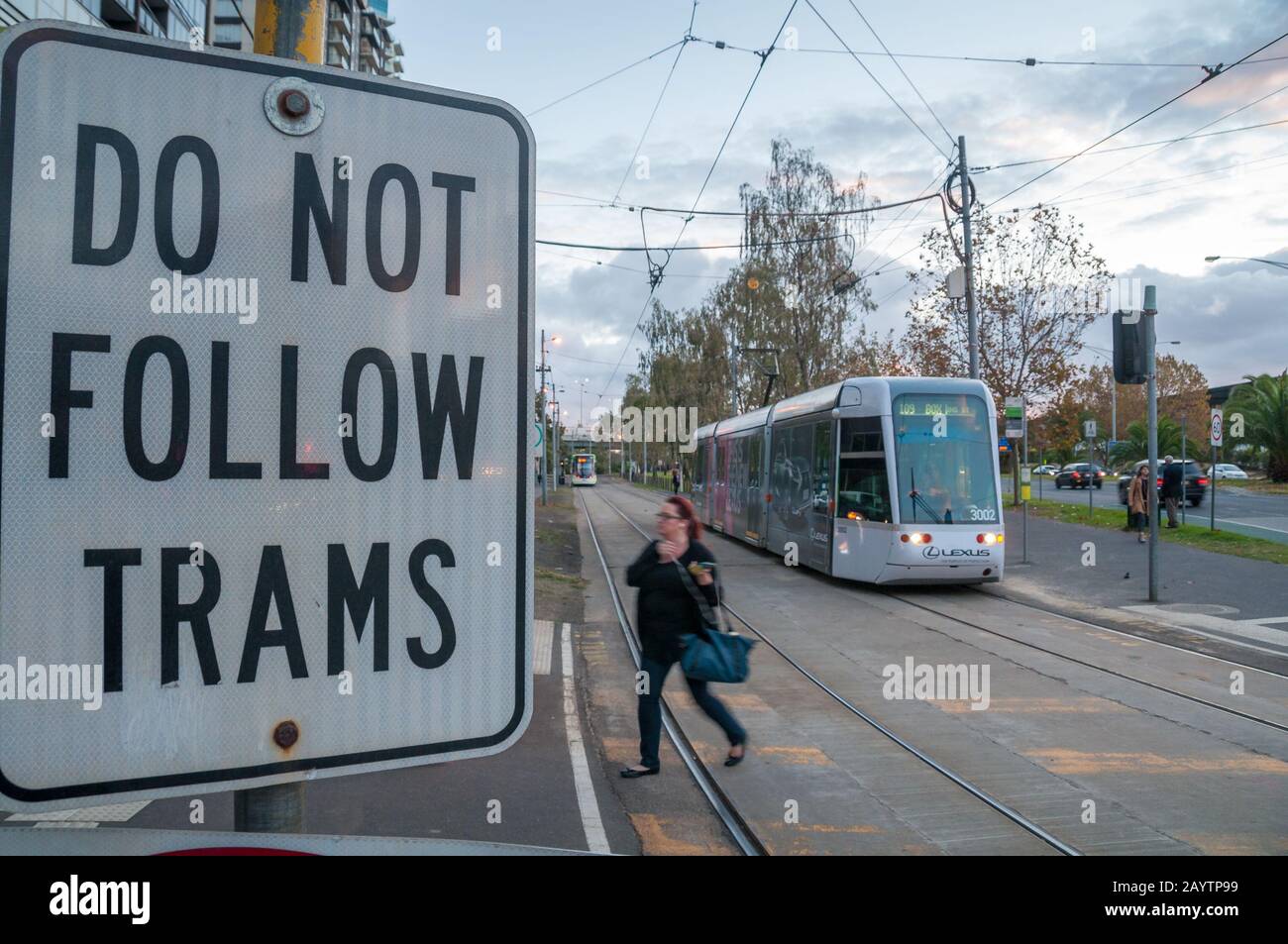Tramway warning sign hi-res stock photography and images - Alamy