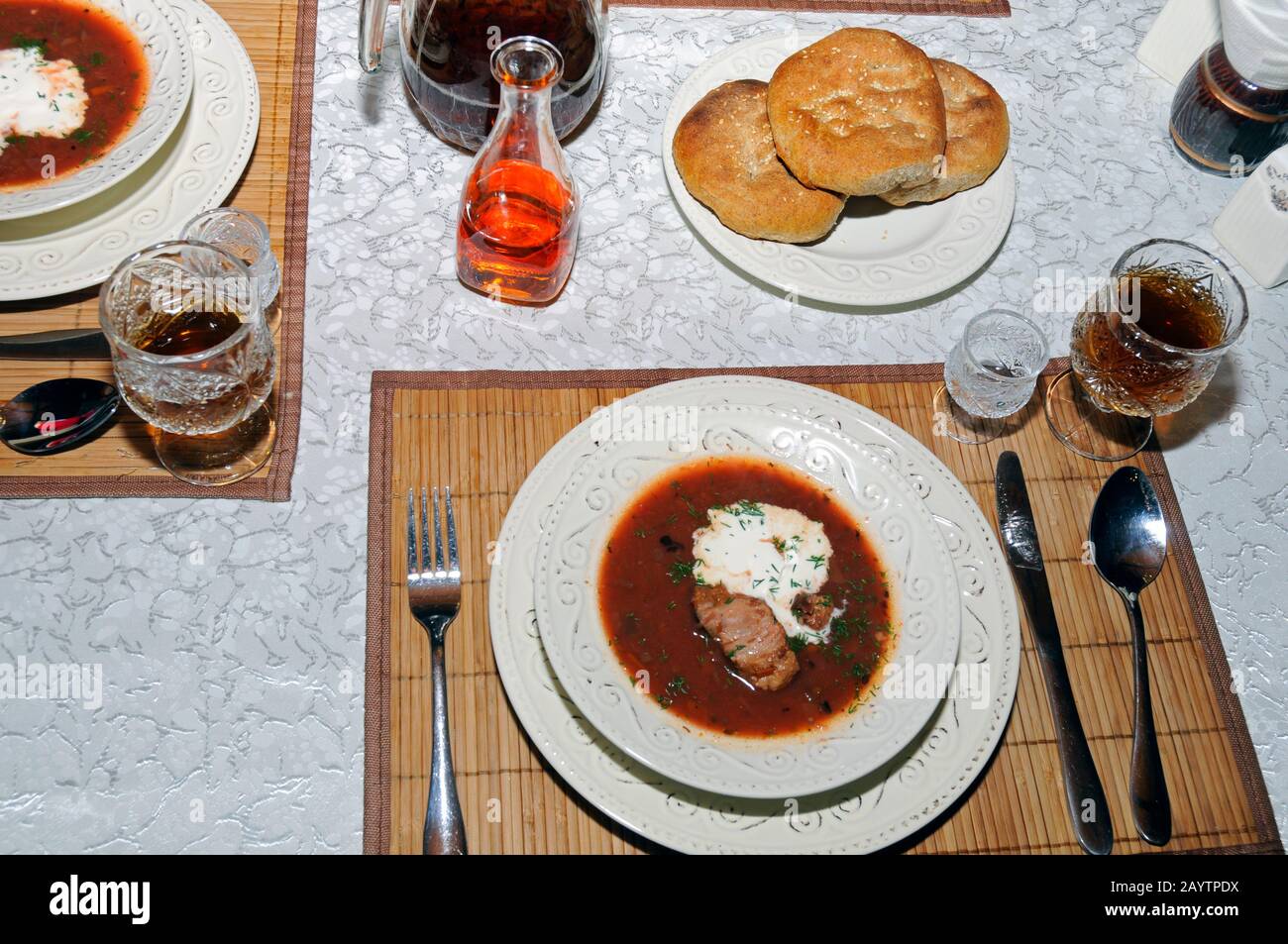 the first dishes of national European cuisine Stock Photo - Alamy