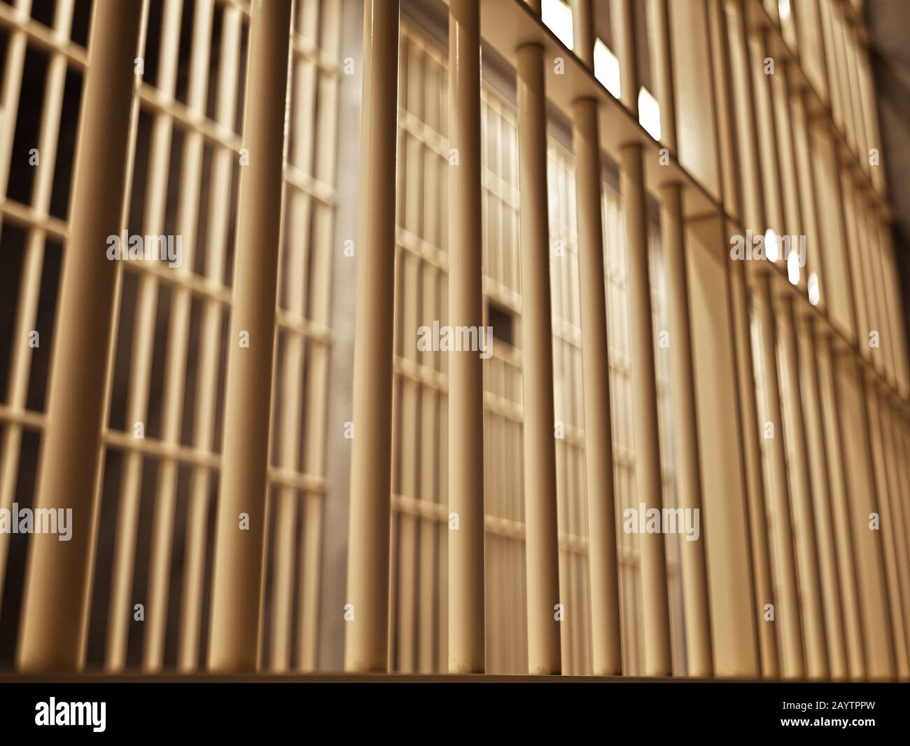 Jail cells cage in a closed facility. Prison concept. 3d rendering ...