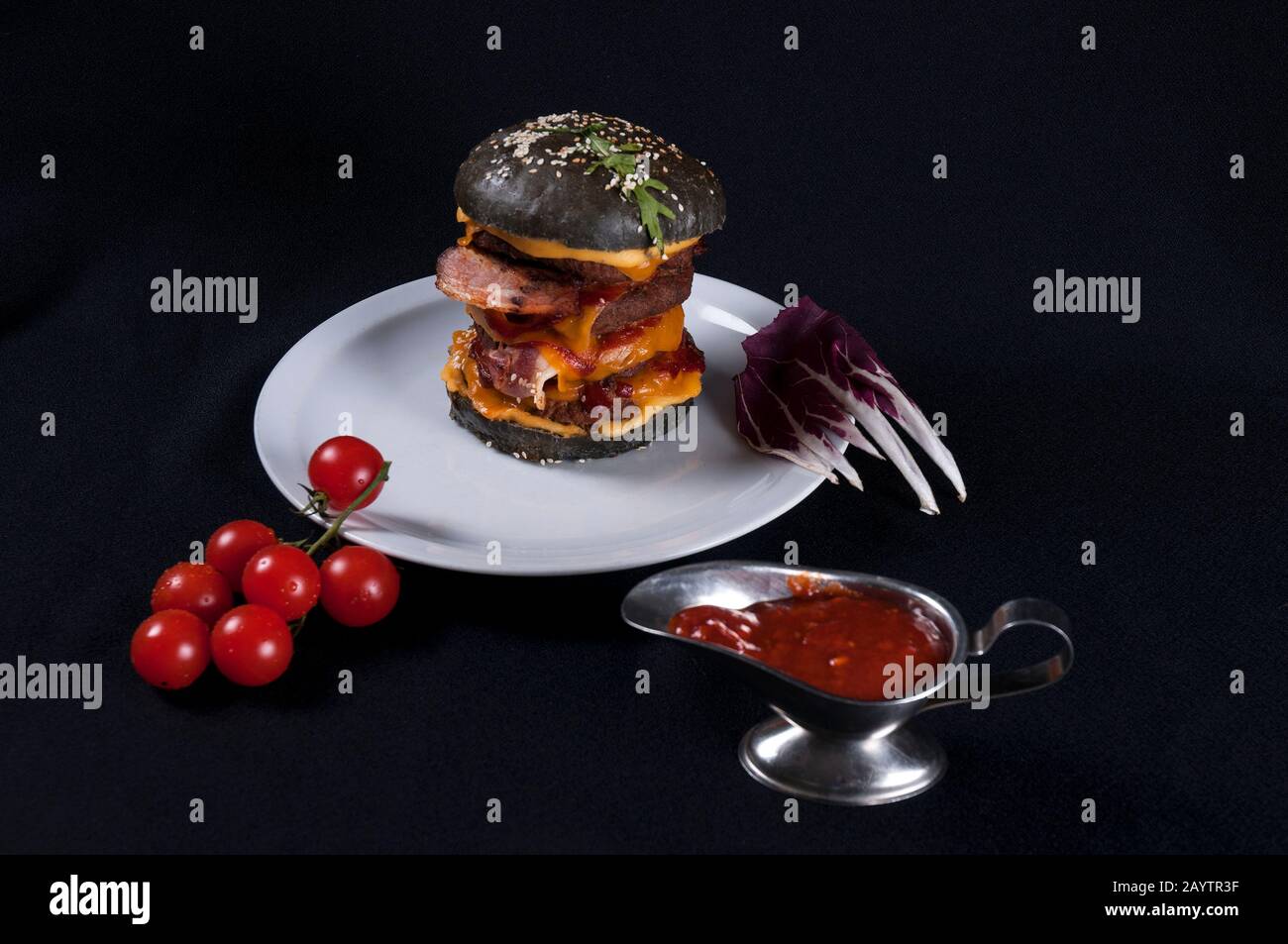 delicious burgers at the restaurant Stock Photo - Alamy