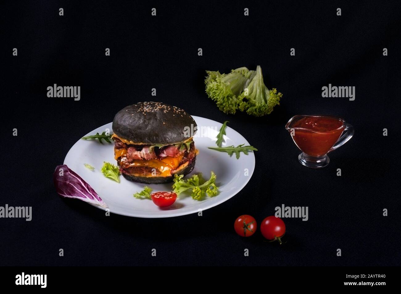 delicious burgers at the restaurant Stock Photo - Alamy