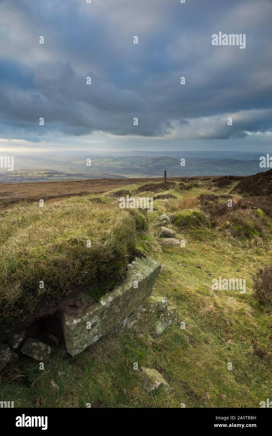 A view from the top of Abdon Burf, Brown Clee Hill which at 540 metres ...