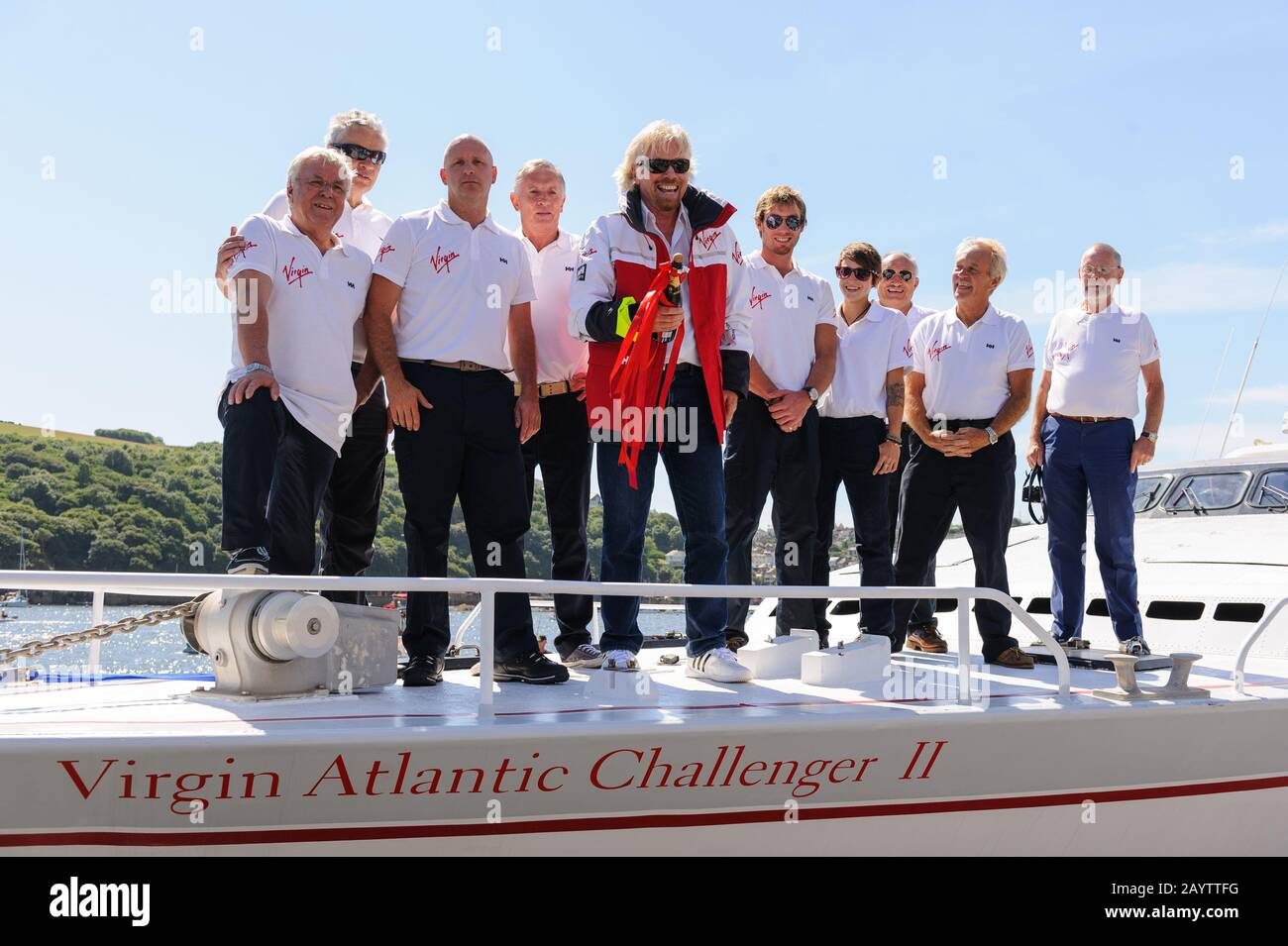 Sir Richard Branson with the original and new crew of the Virgin ...
