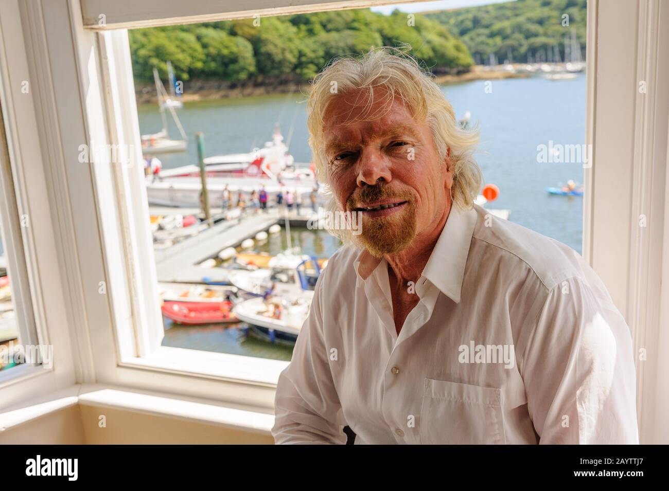 Sir Richard Branson poses for portrait in Fowey during the Virgin ...