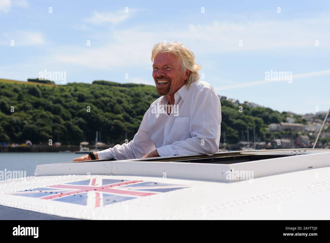 British entrepreneur billionaire Sir Richard Branson enjoys a cruise on ...