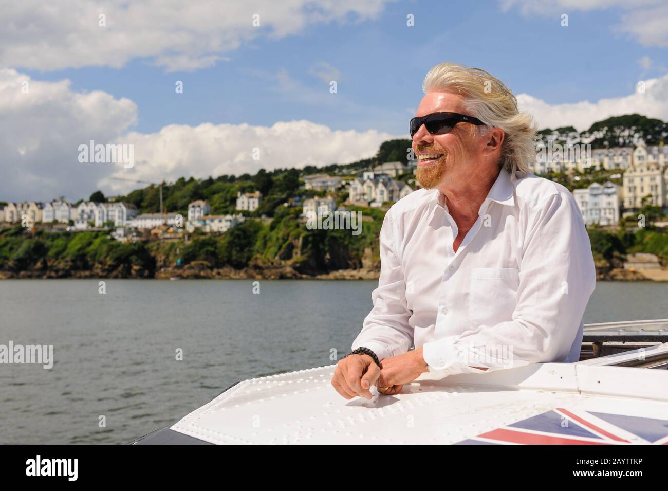 British entrepreneur billionaire Sir Richard Branson enjoys a cruise on ...