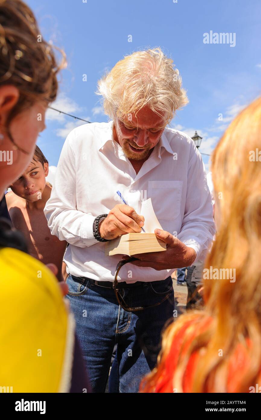 British billionaire entrepreneur Sir Richard Branson meeting fans and ...