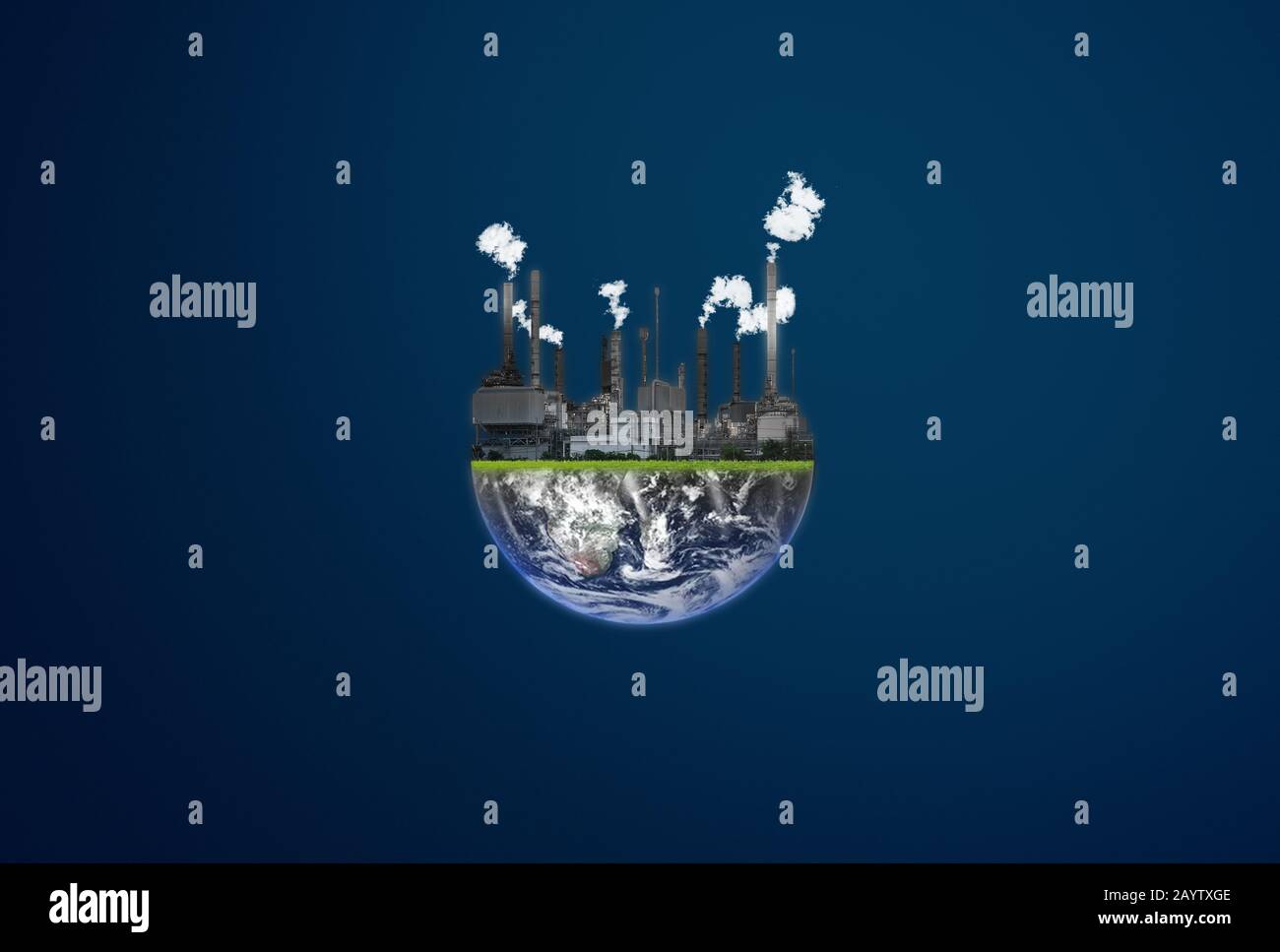 Pollution and Global Warming Concept. Toxic and smoke from factory make ...