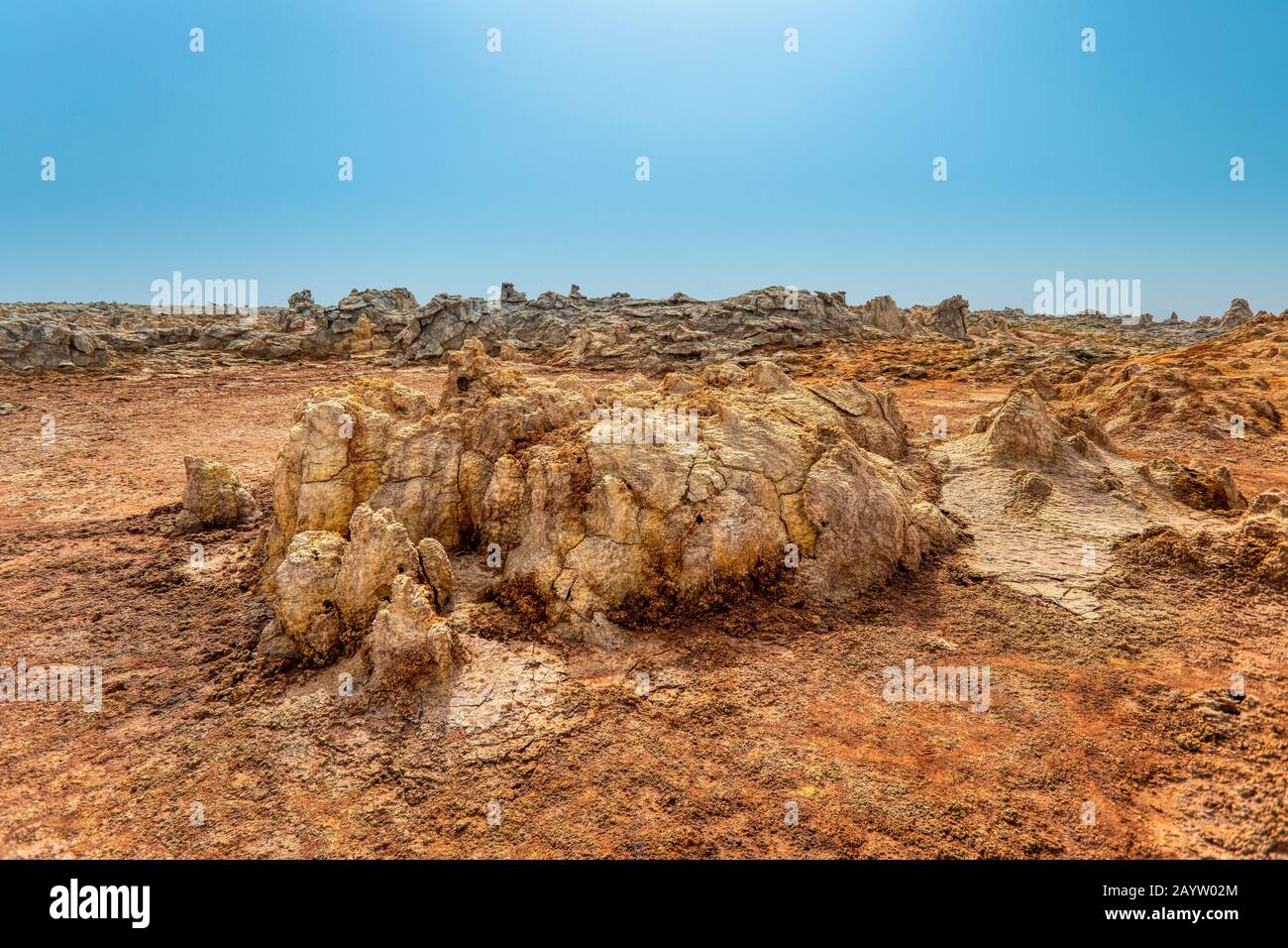 Dallol desert situated in the Afar Triangle with extreme temperature ...