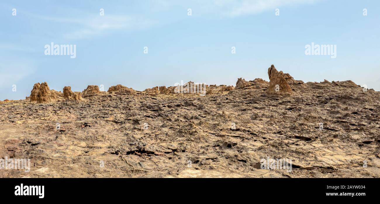 Dallol desert situated in the Afar Triangle with extreme temperature ...