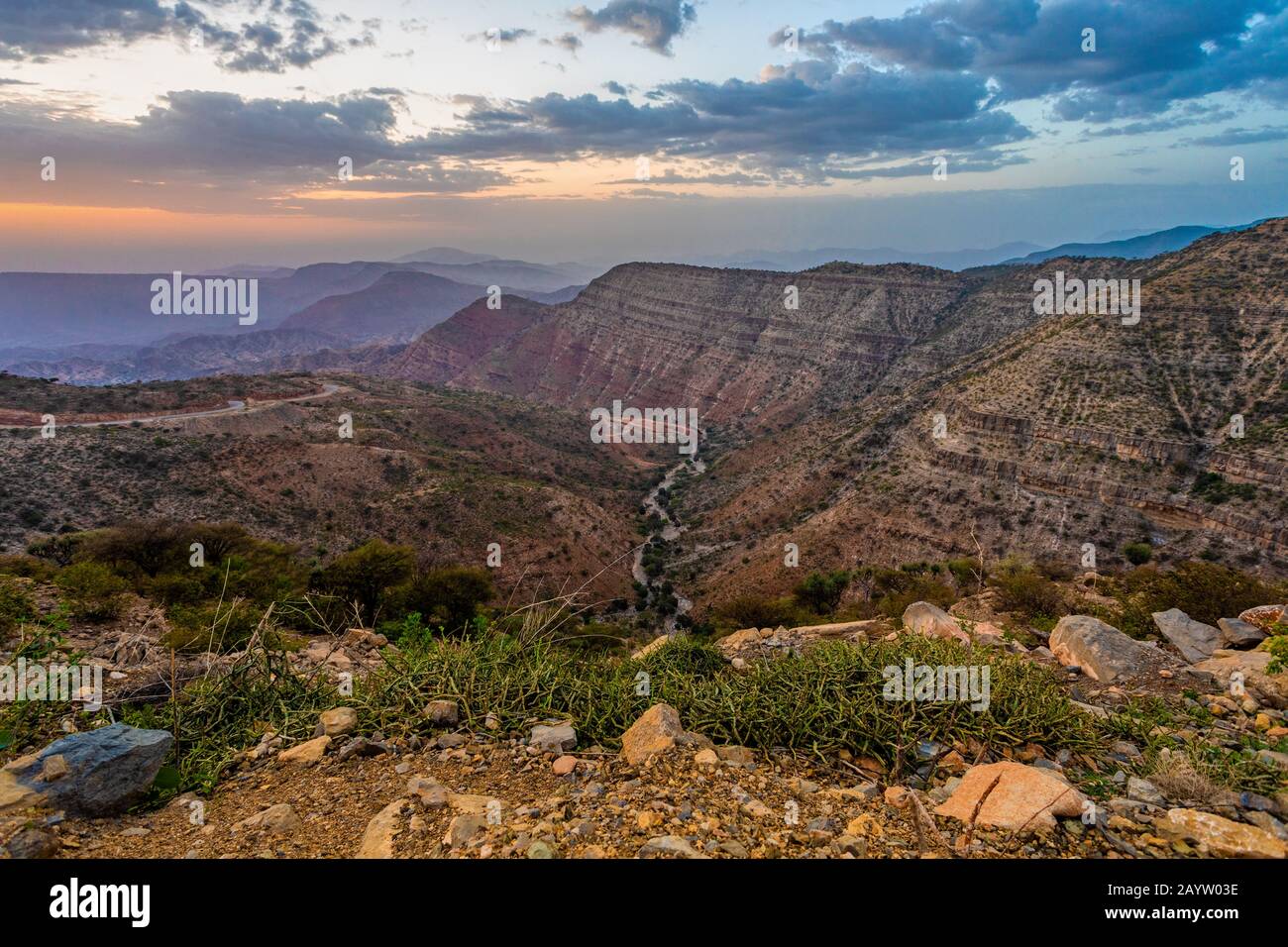 Beautiful mountain landscape with canyon on the road to danakil ...