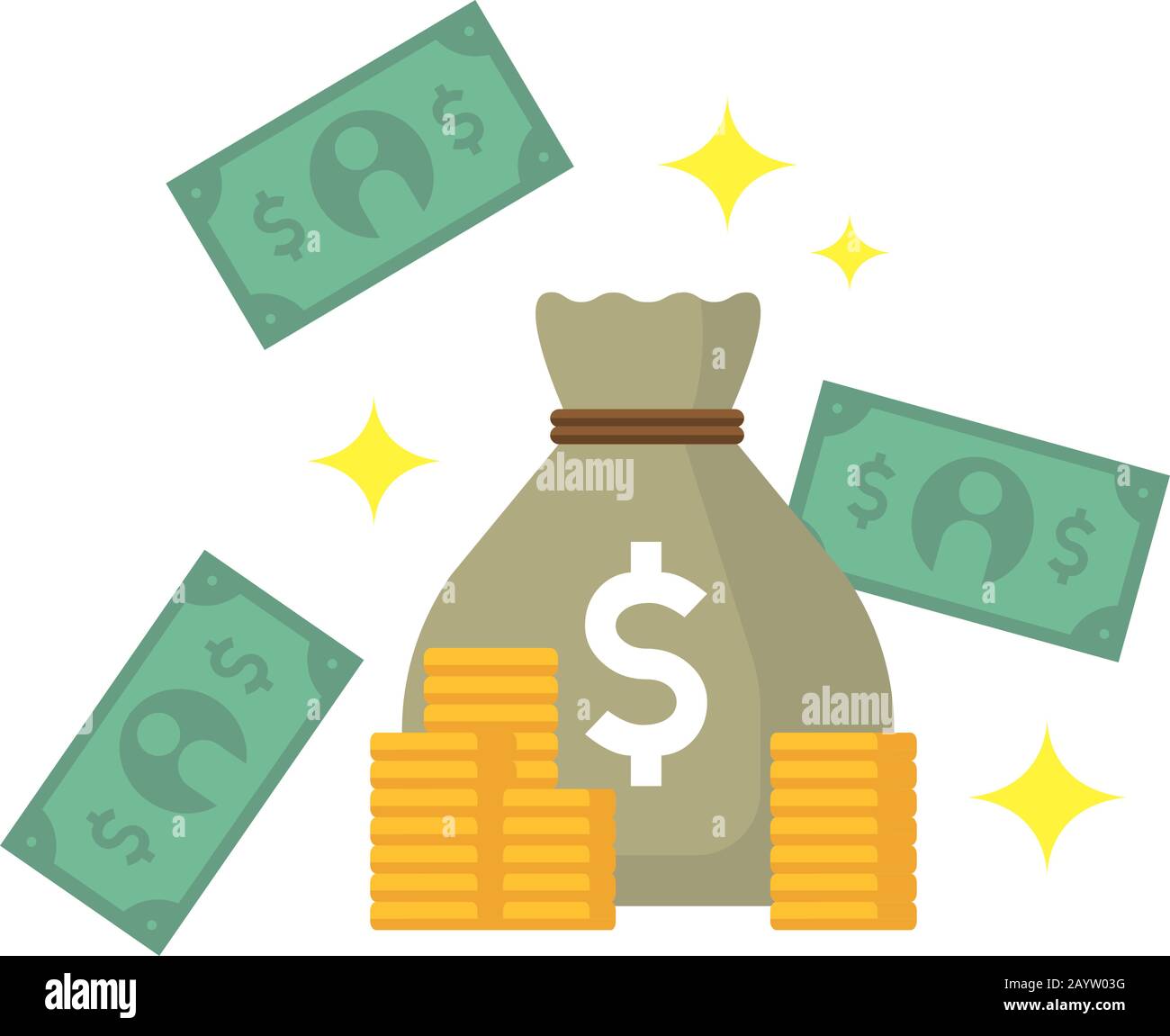 full sack cash money / millionaire flat vector icon Stock Vector Image ...