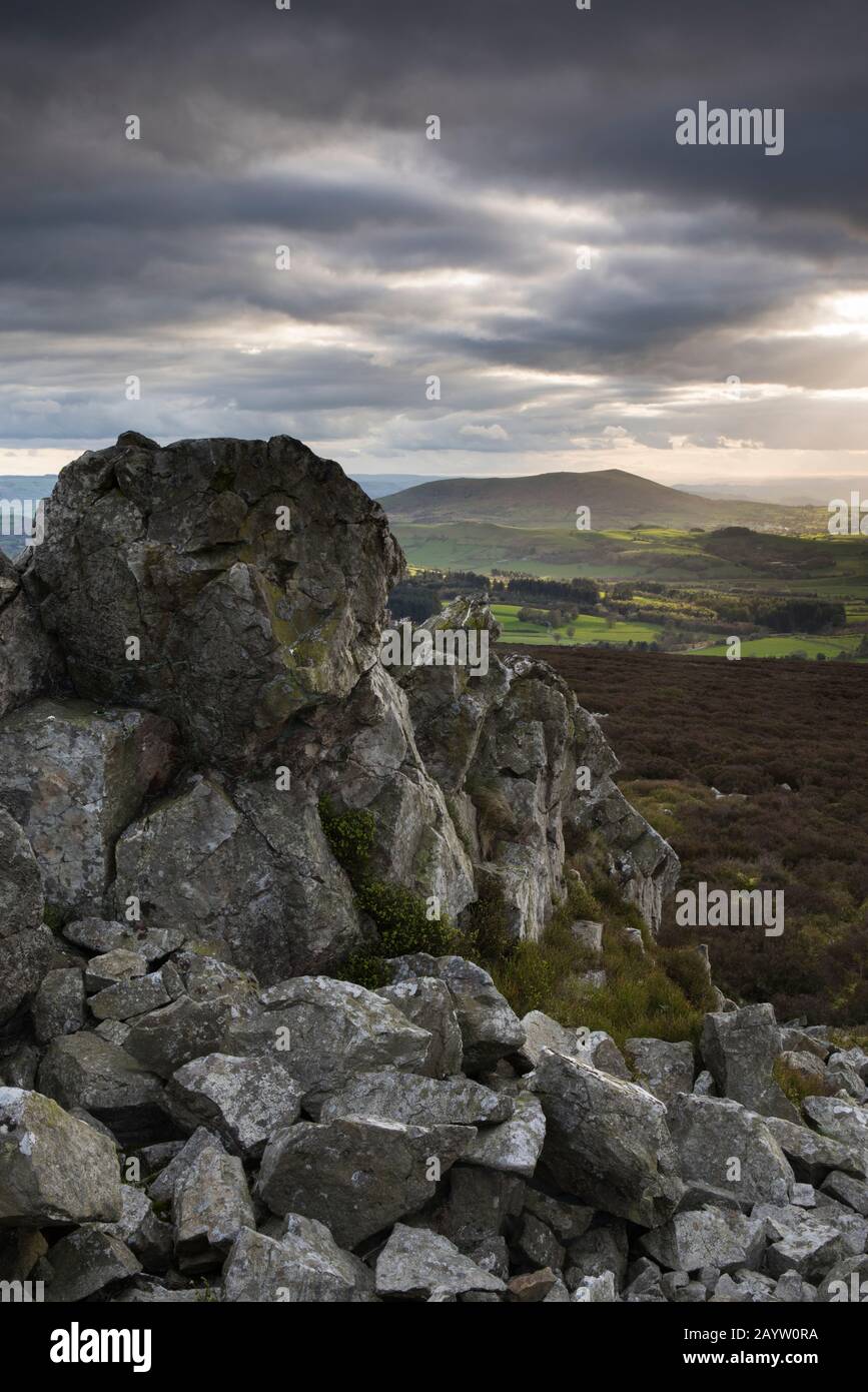 A wide view from Stiperstones, a shattered quartzite ridge near the ...
