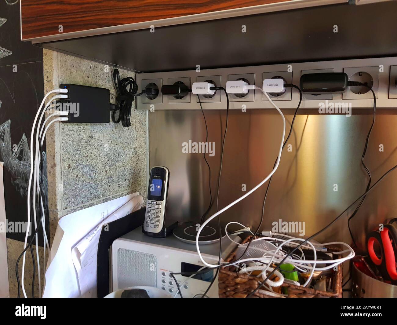 plugbar, charge cables and telephone, Germany Stock Photo - Alamy