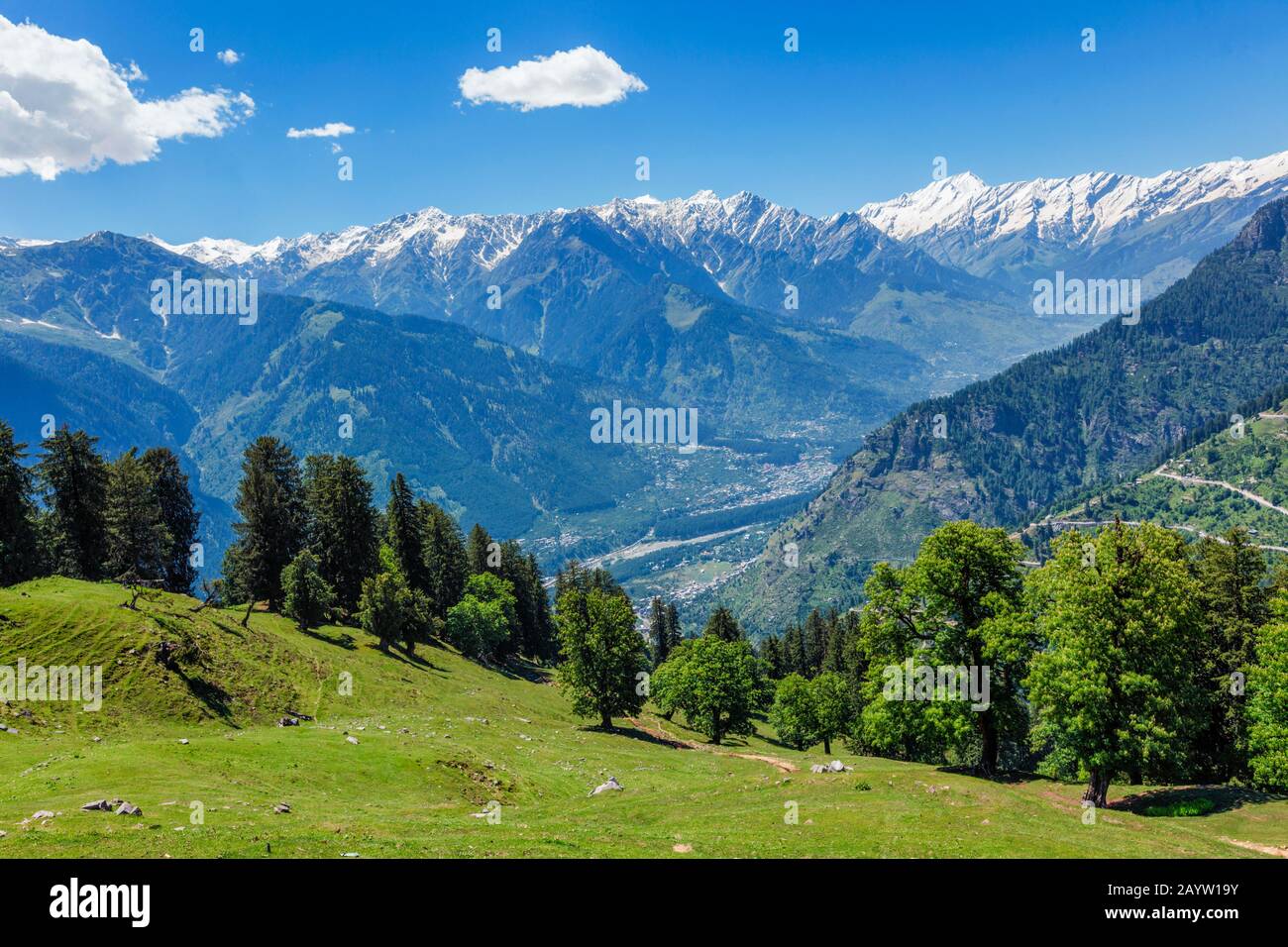 Spring in Kullu valley in Himalaya mountains. Himachal Pradesh, India ...