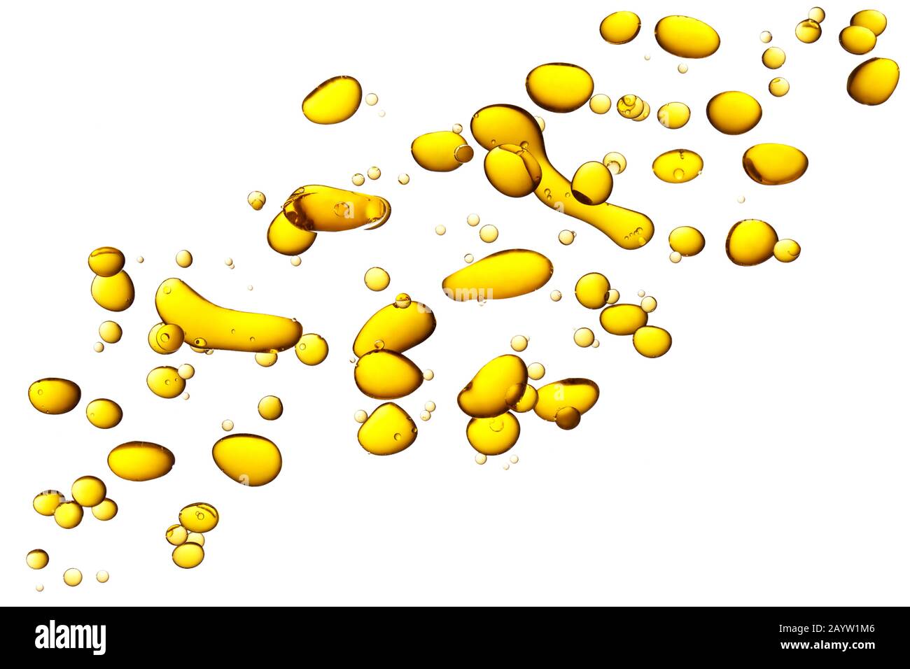 Oil Bubbles Isolated on White Background, Closeup Collagen Emulsion in ...