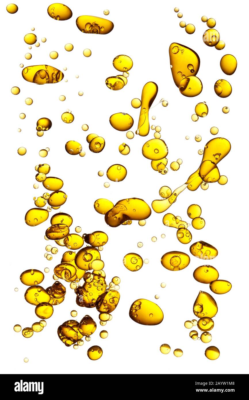 Oil Bubbles Isolated on White Background, Closeup Collagen Emulsion in ...