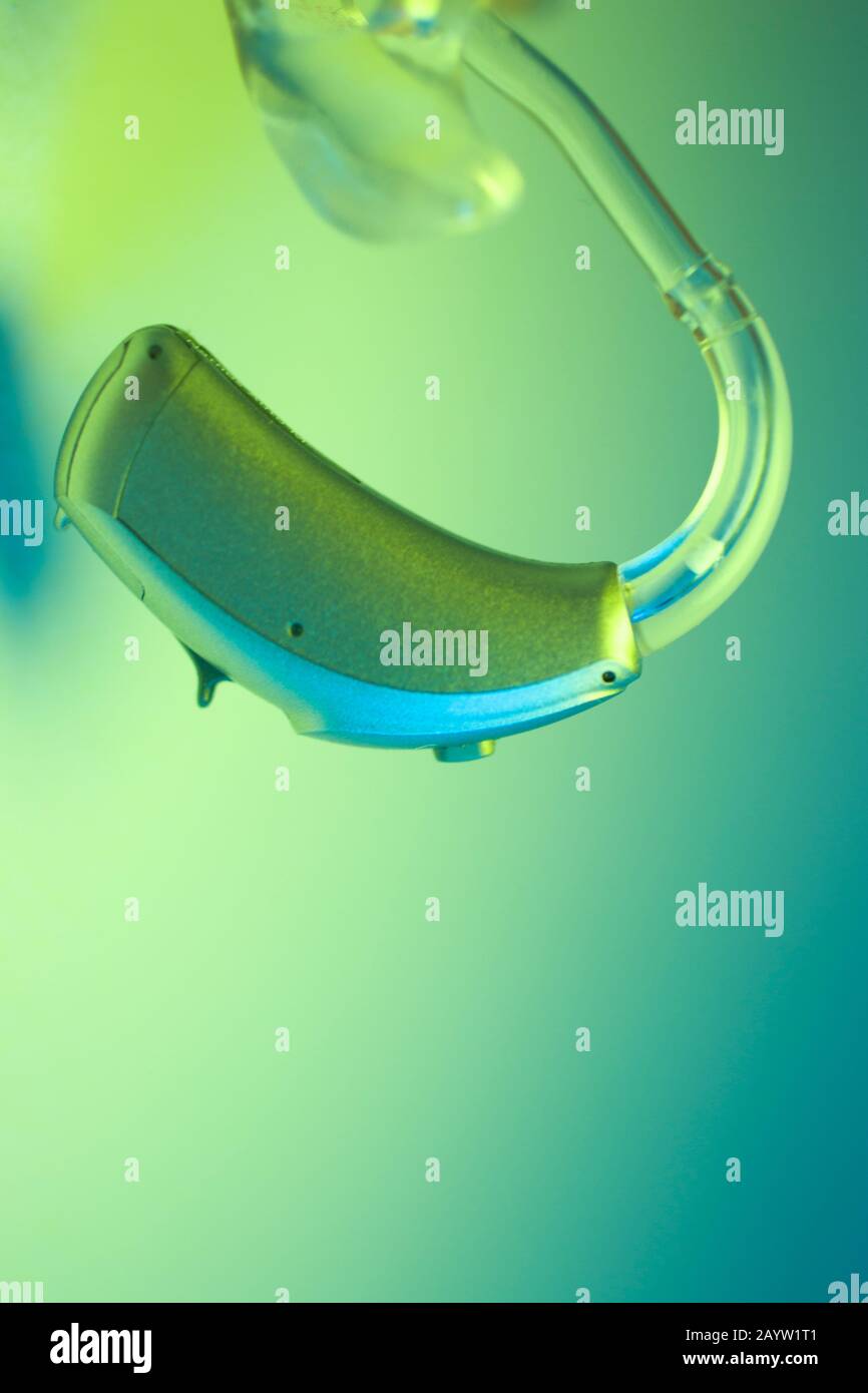 Modern digital hearing aid for deafness and deaf people Stock Photo - Alamy