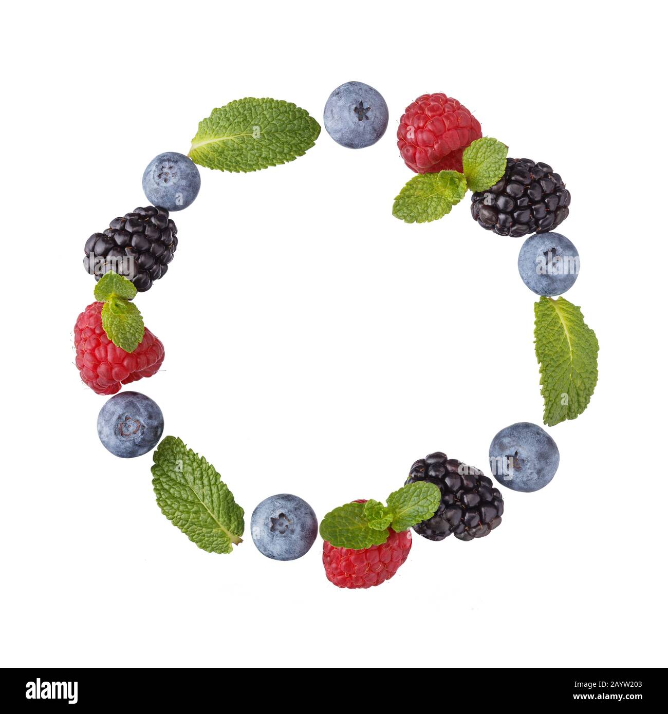 Mix of different berries isolated on white background Stock Photo - Alamy