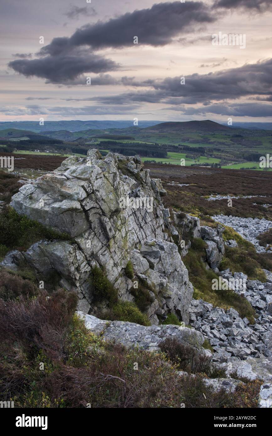 A wide view from Stiperstones, a shattered quartzite ridge near the ...