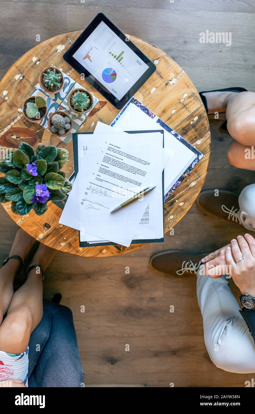 Top view of signed document Stock Photo - Alamy